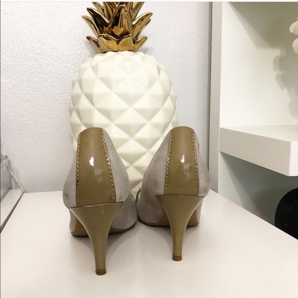 Coach | Shoes | Coach Wanda Cream Grey Heel Size 9 | Poshmark